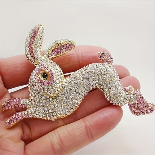 Fashionable Alloy Rabbit Brooch Pin Cute Animal Shape with Sparkling ...