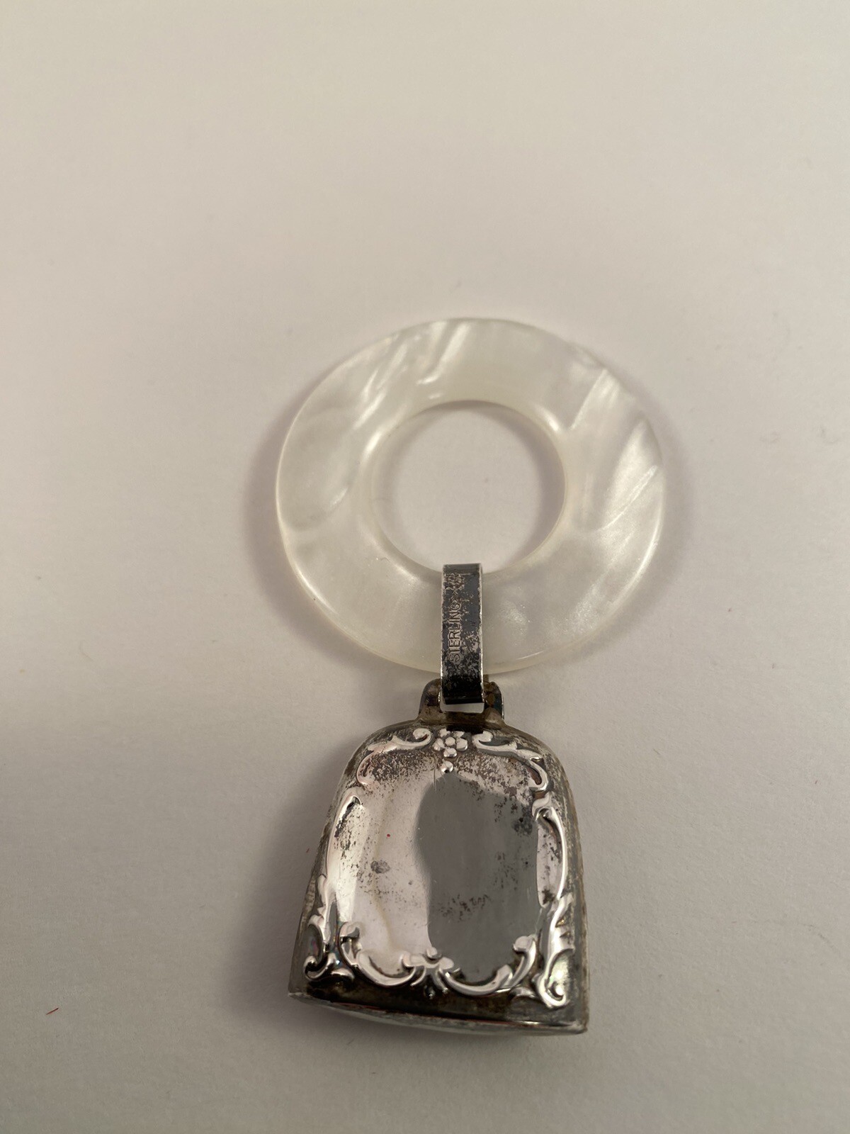 Vintage Webster Company Sterling Silver Baby Rattle Bell Teether Pearl ...