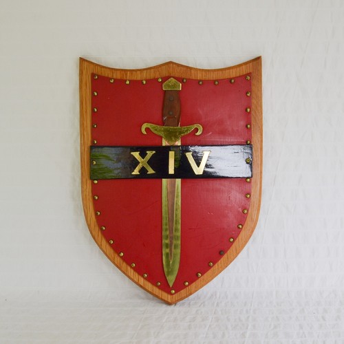 Vintage 14th Army Regimental Mess Wall Plaque Shield, Red Black Brass ...