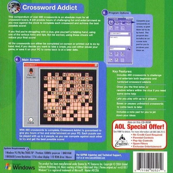 Crossword Addict (PC-CD, 2003) for Windows 95/98/Me/2000/XP - NEW CD in ...