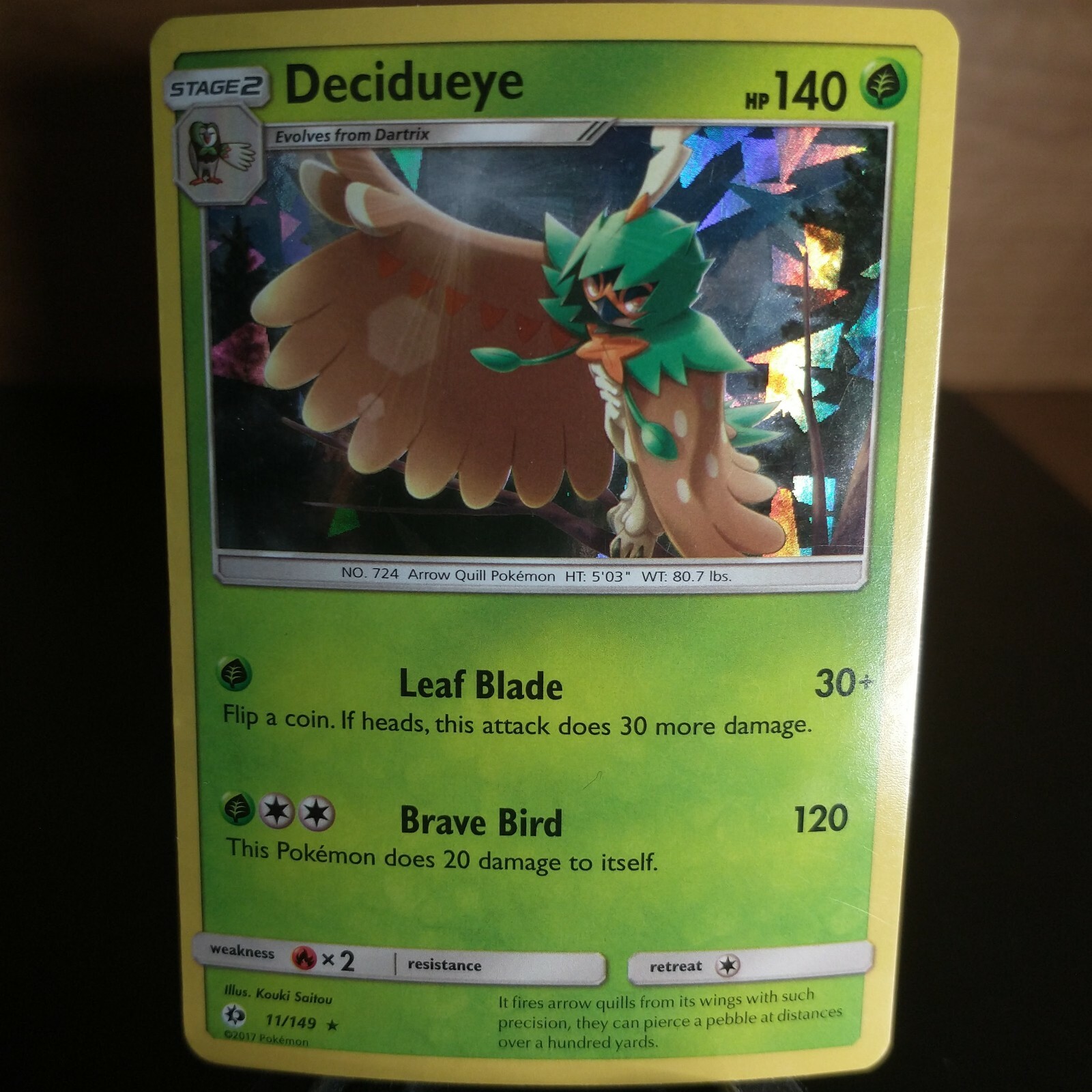 Decidueye 11/149 LP/NM Cracked Ice Shattered Holo Foil Promo SM Pokemon ...