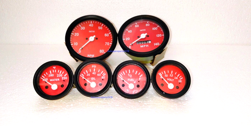 Smiths Kit- Elec Temp Oil Fuel Volt Gauges Speedo0-140 MPH Tacho0-80 ...