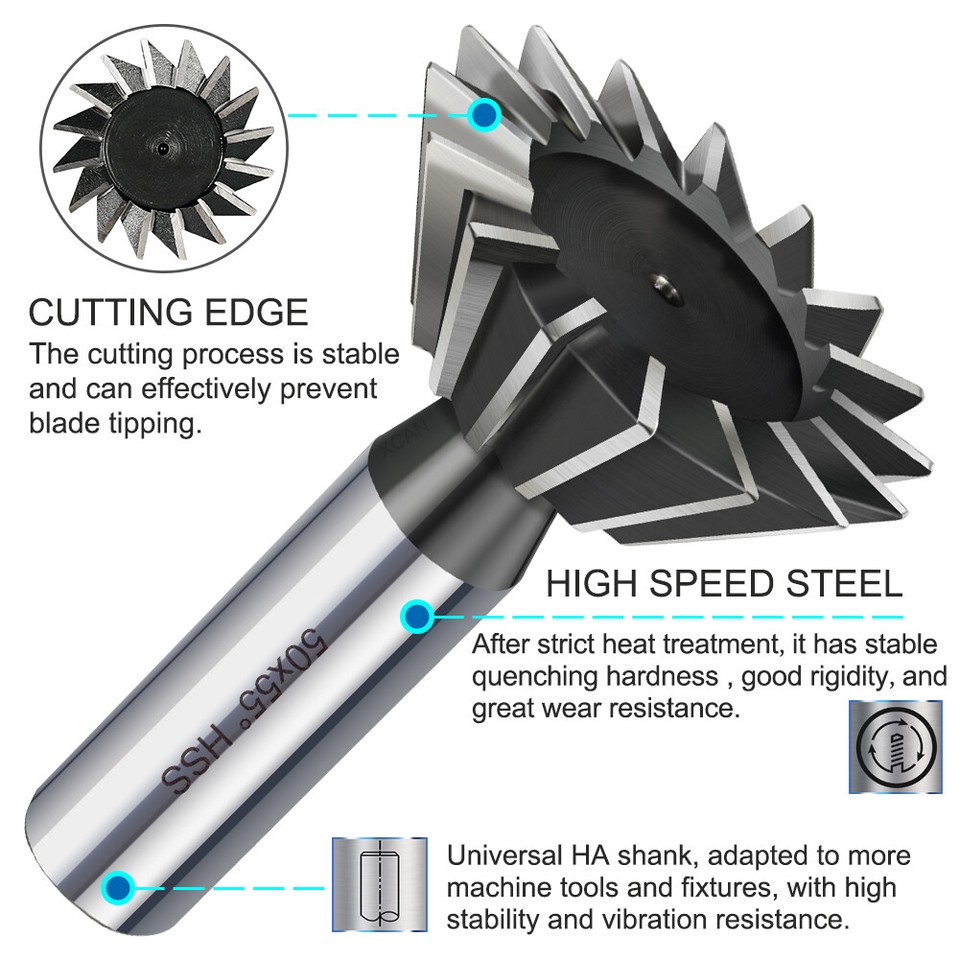 Dovetail Slot Milling Cutter 45/55/60 Degrees 10-60mm HSS End Mill CNC ...