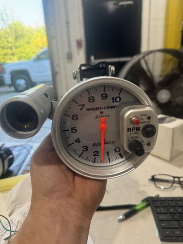 Autometer 3911 Sport-Comp Silver Shift-Lite Tach. 5" 10K Rpm | eBay