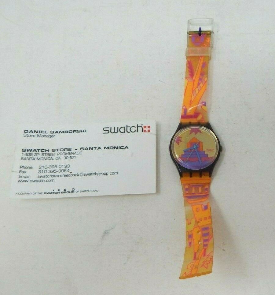 Vintage Swatch Watch Orange and Blue House Design - Gem