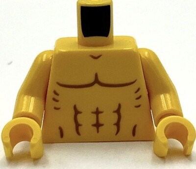 Lego New Yellow Torso Bare Chest w/ Muscles Outline Shoulder Contours ...