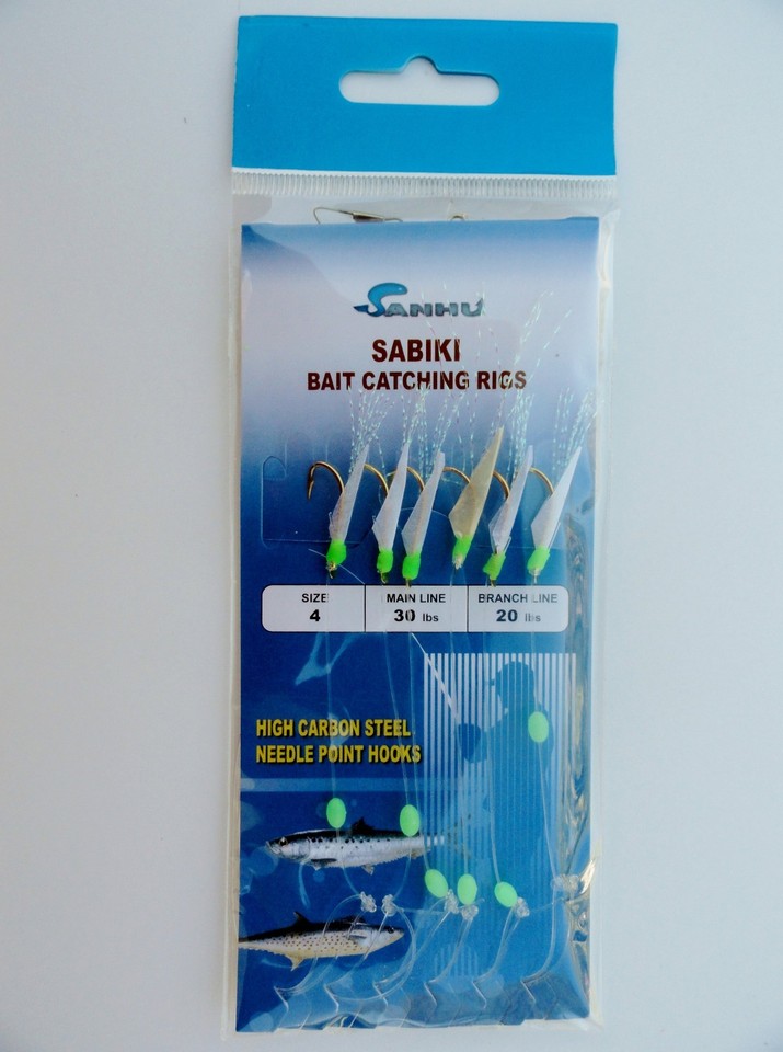 sabiki bait rigs 6 hooks offshore fishing lure Size:1/0,1,2,4,6,8,10,12 ...
