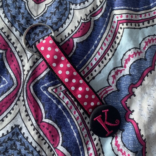 NEW Handmade Letter K Keychain Hot Pink & Black Polka Dots Gift Initial ...