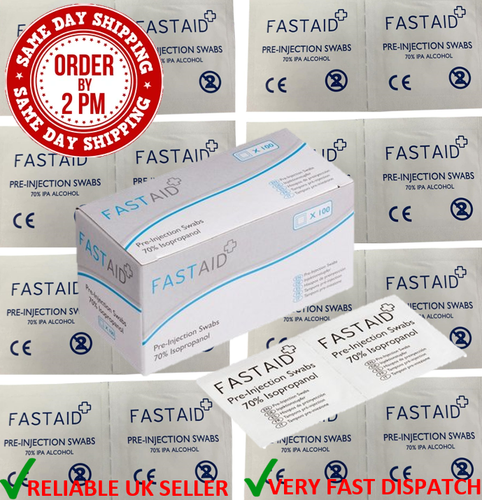 FAST AID WIPE SWABS PRE-INJECTION 70% IPA STERILE TATTOO SALON ...