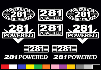 10 DECAL SET 281 CI V8 POWERED ENGINE STICKERS EMBLEMS 4.6 L GT VINYL ...