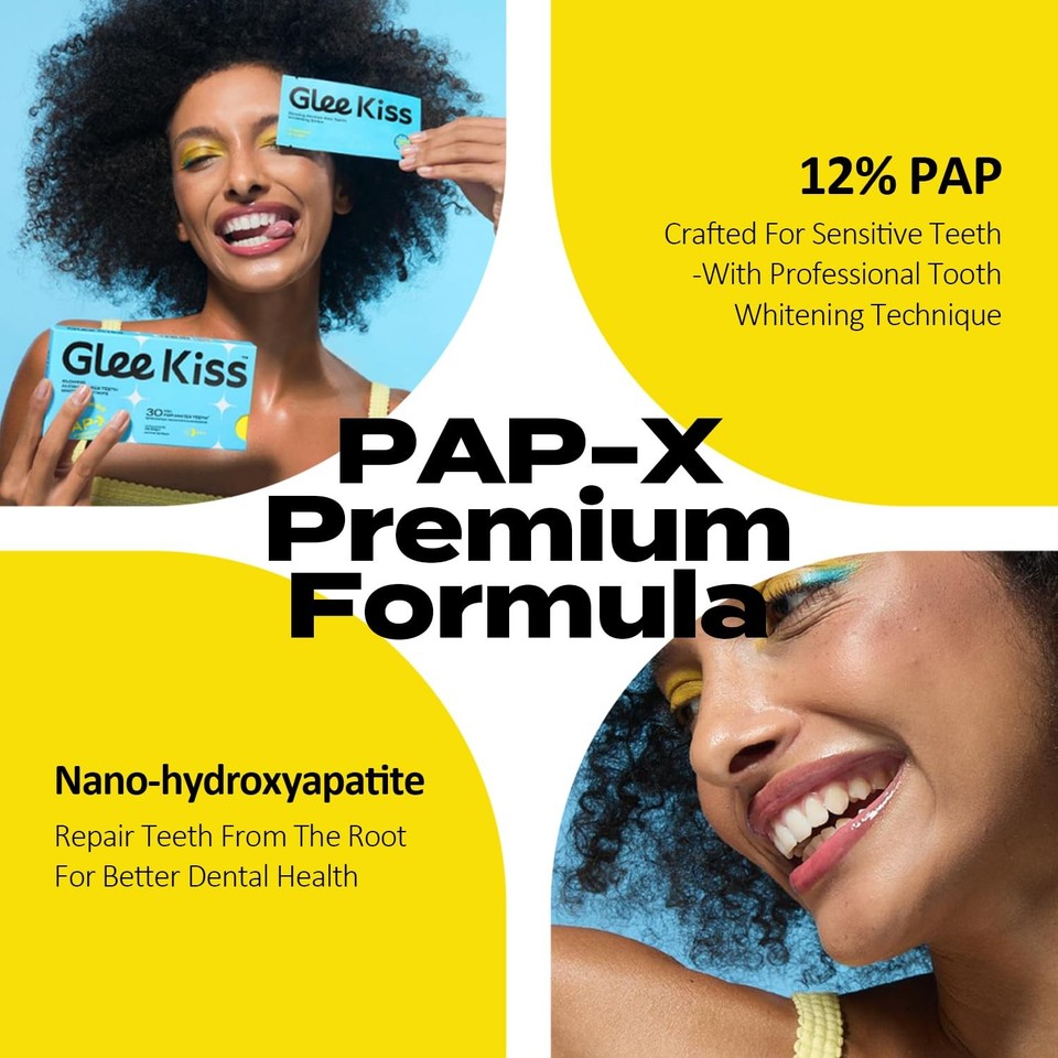 Glee Kiss Teeth Whitening Strips for Sensitive Teeth with Pap ...