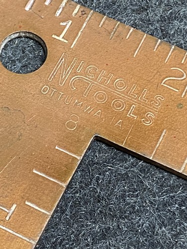 Vintage Nicholls Tools Ottumwa Iowa Copper Clad 12” X 8” Framing Square ...