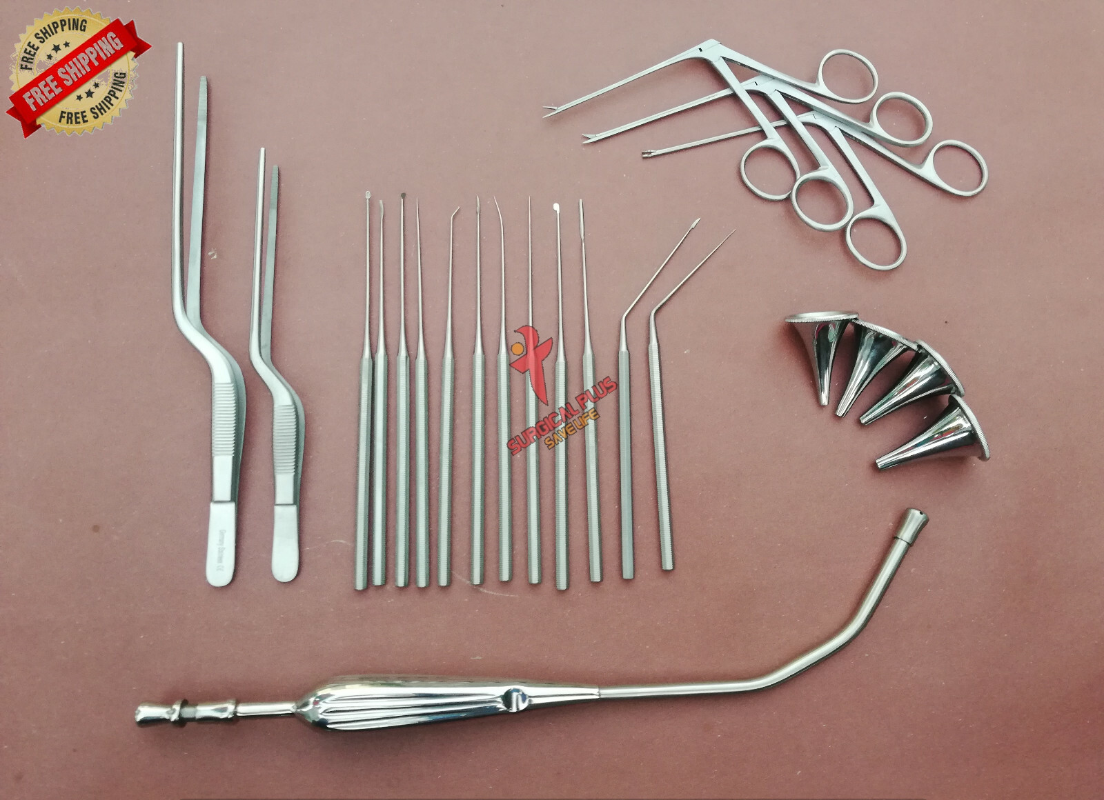 Micro shea,Hartman Ear Forceps,Cannula and Suction Tube Ent Set Of 22 ...