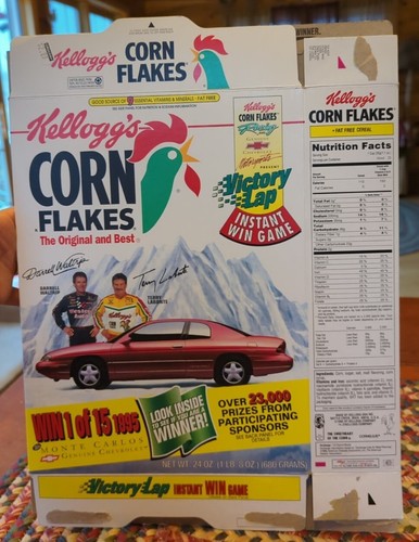 Vintage Kellogg's Corn Flakes Cereal Box 24 oz Terry Labonte / Darrell ...