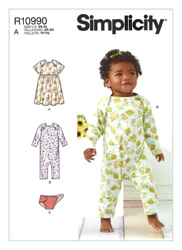 Sewing Pattern Simplicity 10990 9282 Baby Dress Romper & Diaper Cover Size XS-XL 39363046929| eBay