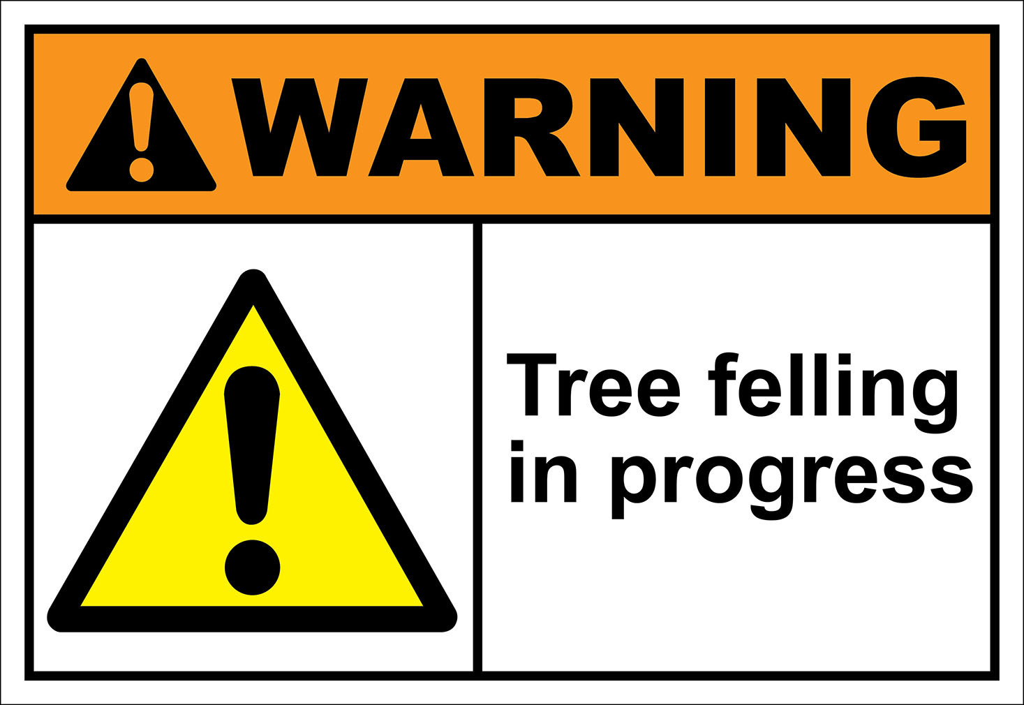 Tree Felling In Progress Warning OSHA / ANSI LABEL DECAL STICKER | eBay