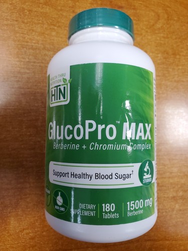 HTN GlucoPro MAX Blood Sugar Complex Berberine+Chromium 180 Tabs Exp ...