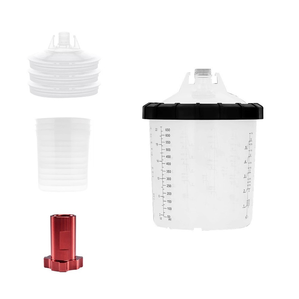 Cups Disposable Paint Spray Gun Sprayer Cup Liners & Lid System (125Mic ...