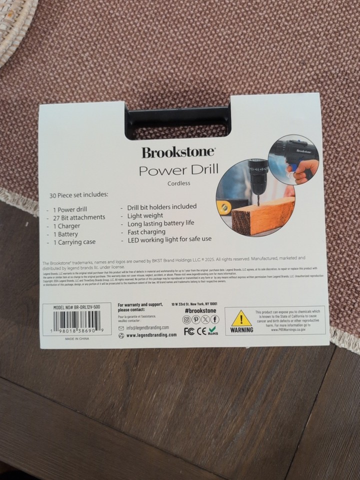 Brookstone Cordless Power Drill - 27 Bit Attachments - 12 Volt Heavy ...