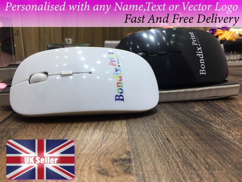 Personalised wireless mouse 2.4 Ghz with any name logo text photo | eBay UK