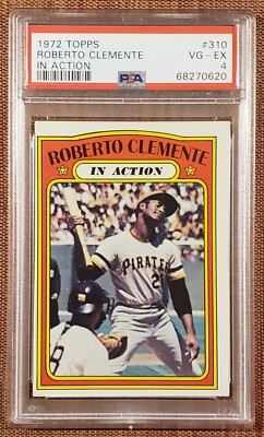 1972 Topps #310 Roberto Clemente Pittsburgh Pirates Baseball Card PSA 4 ...