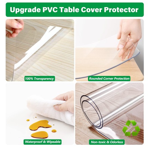 LinkGro Round Clear Table Cover Protector Clear Circle Table Protector ...