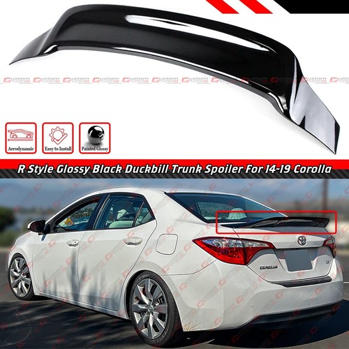 FOR 2014-19 TOYOTA COROLLA R STYLE GLOSSY BLACK HIGH KICK DUCKBILL ...
