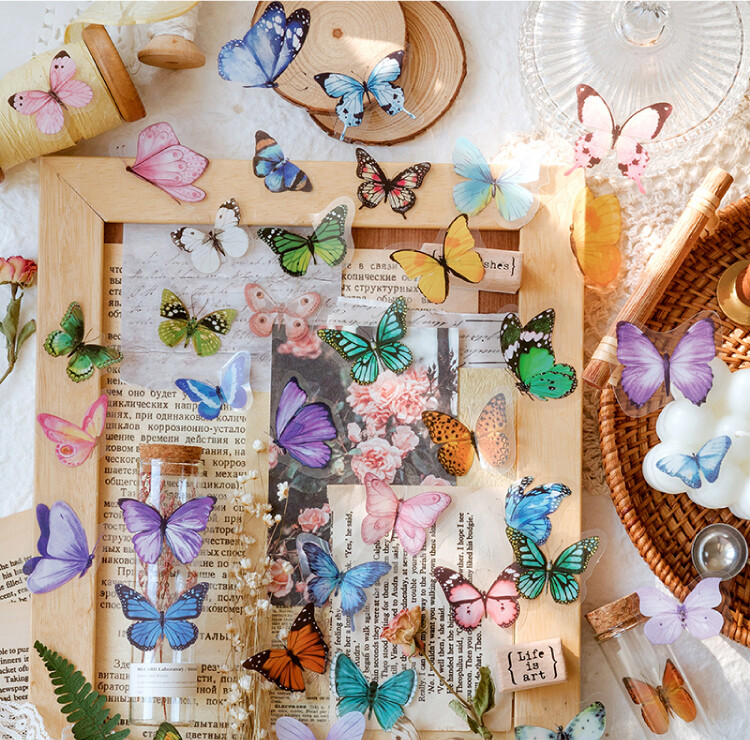 butterfly transparent stickers, butterflies bright colorful stickers 40 ...