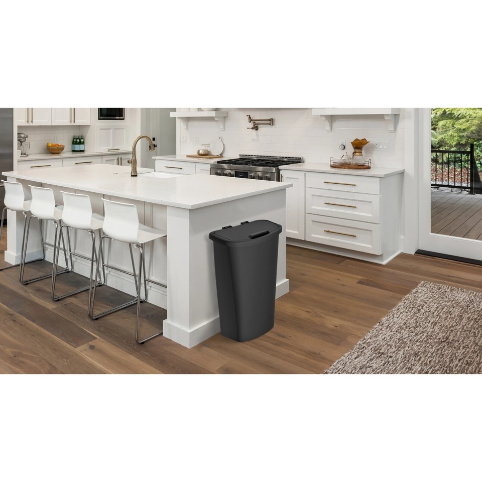 11 Gallon Trash Can, Plastic Lift Top Kitchen Trash Can, Black | eBay