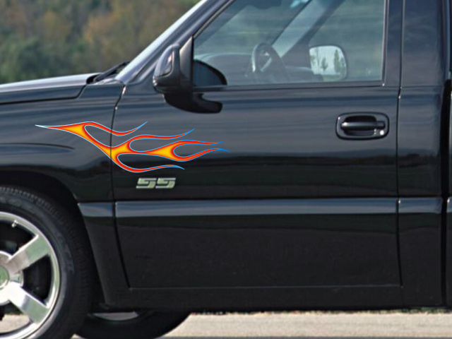 Hot Rod Flame decals 2pc set for Mopar Chevy Ford fenders cowl hood 4x4 ...