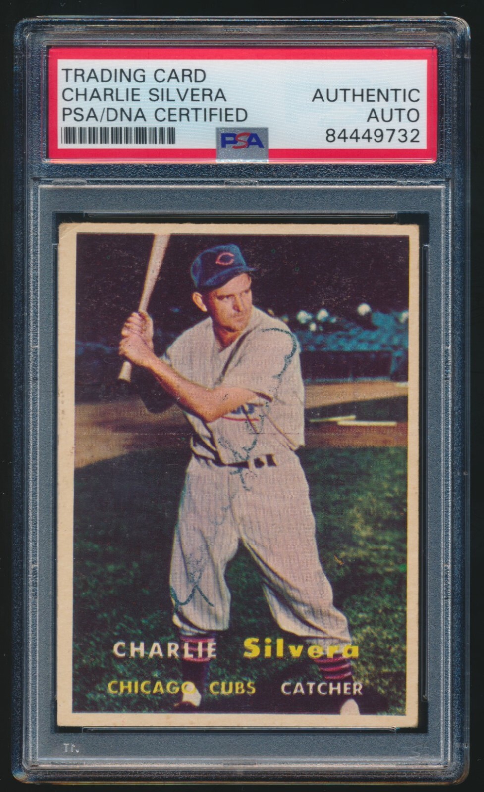 1957 Topps -#255 CHARLIE SILVERA (Chicago Cubs) *AUTOGRAPHED* d.2019 ...