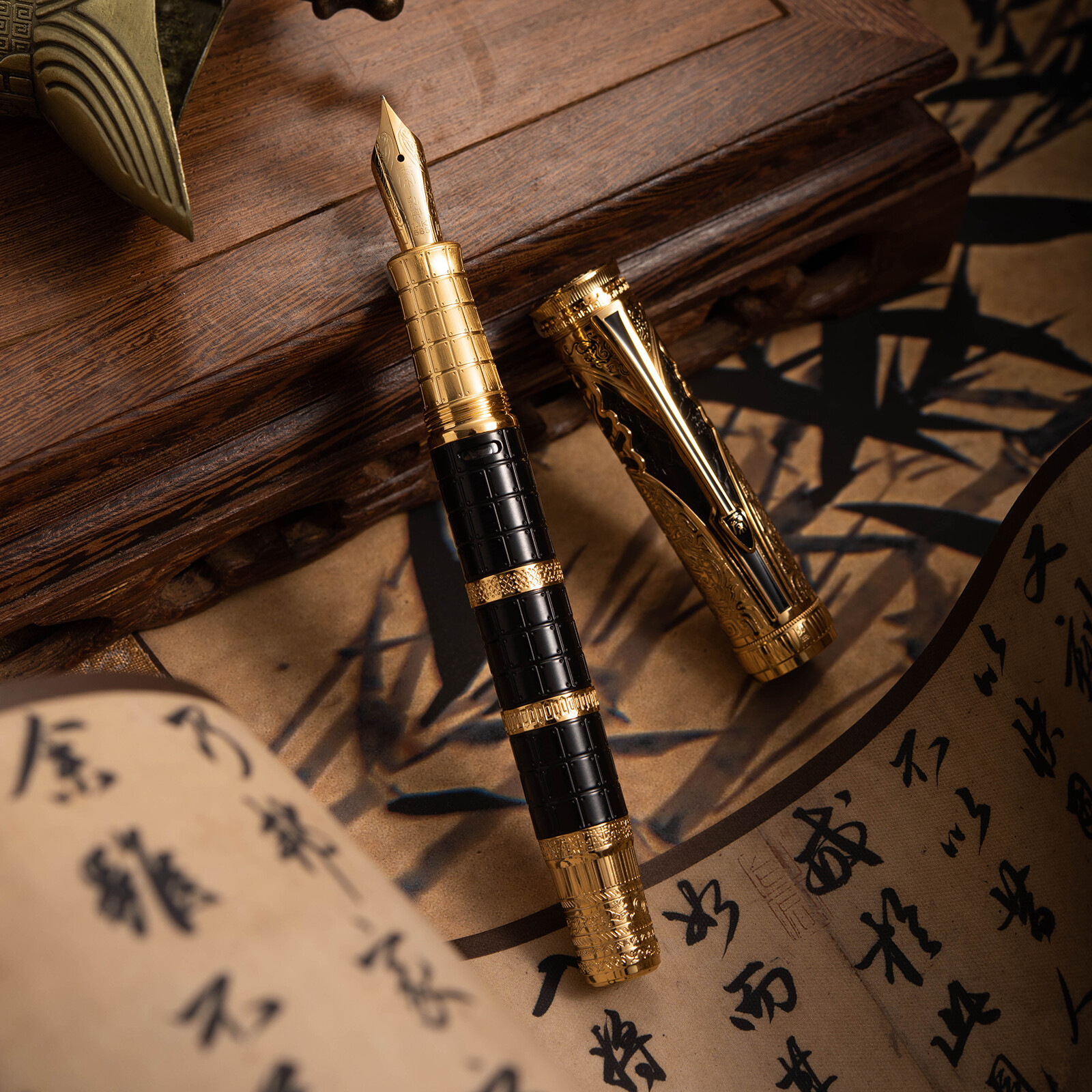 Hongdian D5 Piston Fountain Pen Qin Dynasty 14K Gold Nib Chinese Style ...