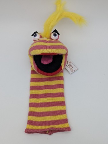 The Puppet Company Sockettes Lipstick Yellow pink hand puppet striped ...