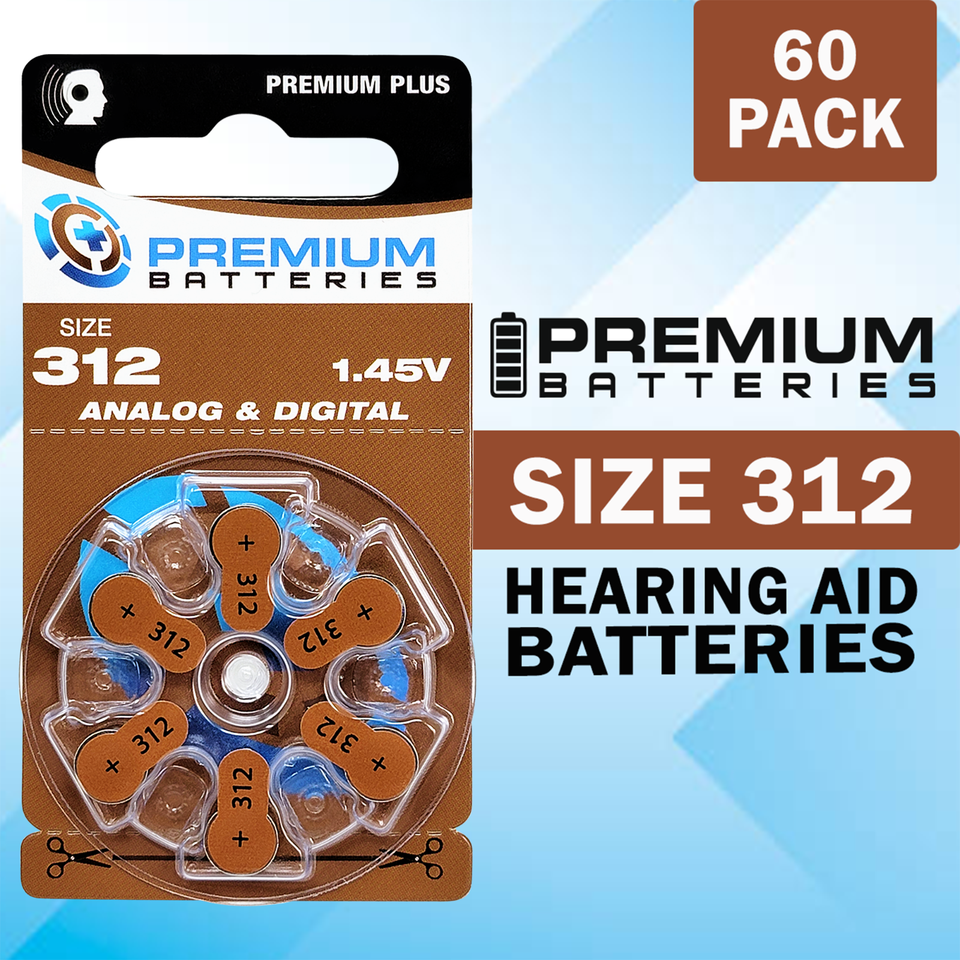 Premium Batteries Size 312 Hearing Aid Batteries (60 Pack) | eBay