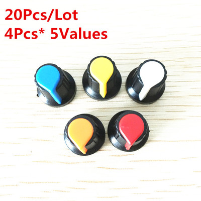 20Pcs 5Value 6mm WH148 potentiometer knob cap Kit Yellow Blue white red ...