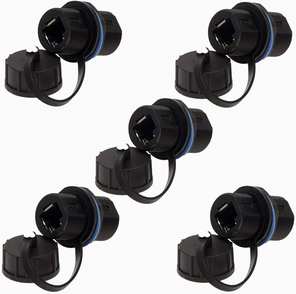 5PCS RJ45 Waterproof Panel Mount Connectors Cat5/6 Shielded LAN Adapter ...