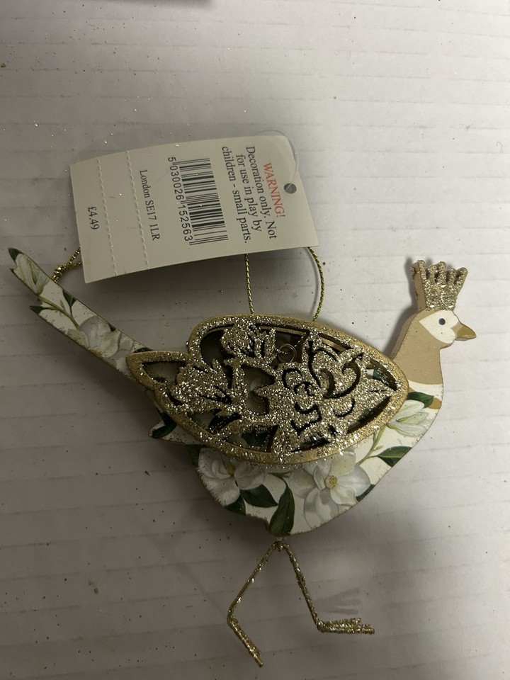 Gisela Graham 4 Gold Fretwork Partridge Christmas Dec Sale | eBay UK