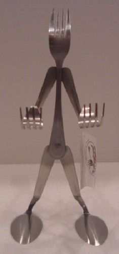 FORKED UP ART REMOTE CONTROL HOLDER FORK & SPOON STATUE NWT | eBay