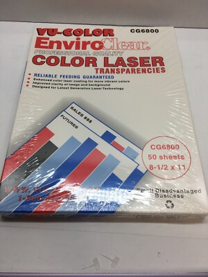 VU-COLOR Color Laser Transparencies 8.5” x 11" CG6800 **50 SHEETS** | eBay