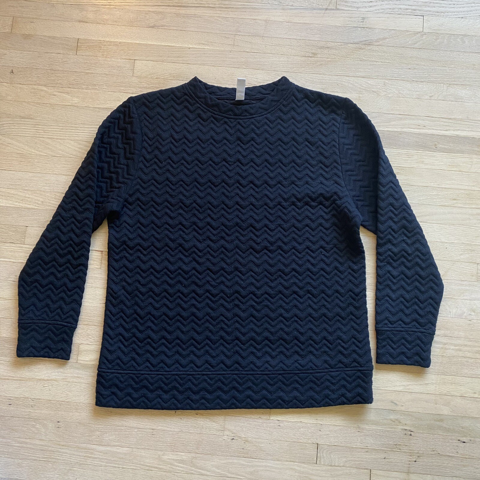 Lole Quilted Zig Zag Pullover Sweater Black Womans Size Large | eBay