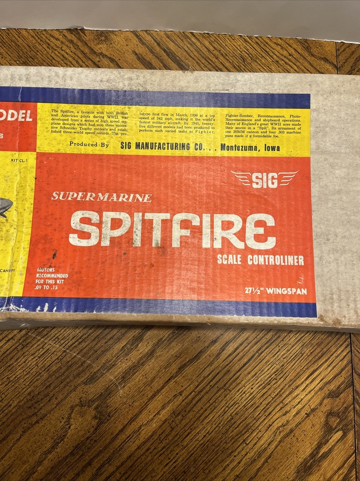 VTG 1966 SIG Manufacturing Supermarine Spitfire Balsa Flying Model ...