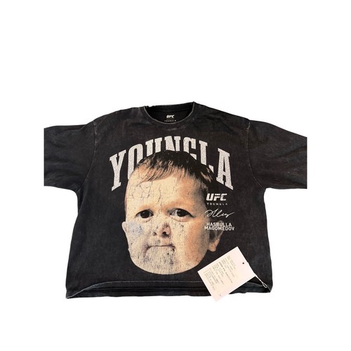 UFC Youngla Hasbulla Magomedov Black Wash Graphic T-Shirt Oversized M ...
