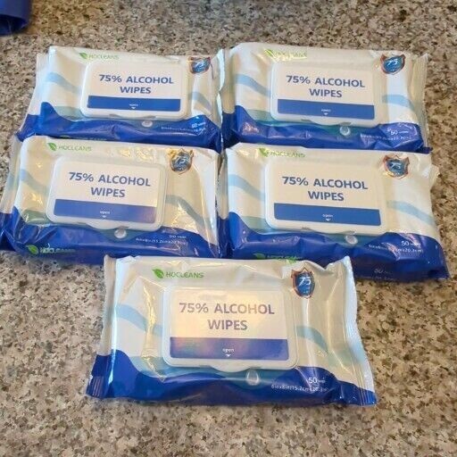 (5 PACK SET) 50 Wipes Wet Sanitizer Wipes Hocleans 75% Ethyl Alcohol ...
