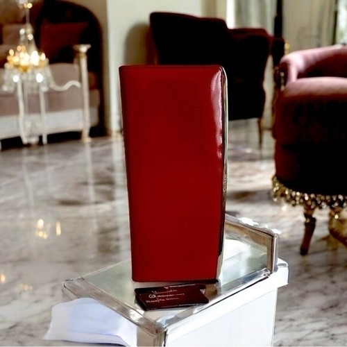 NWOT Women DECKESE Burgundy Red Leather Silver Accent Bifold Credit ...