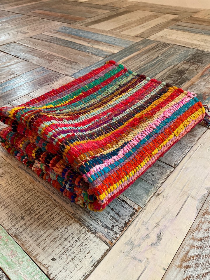 Rag Rug Festival Rugs Multicolour Rainbow Mat Cotton Hand Made ...
