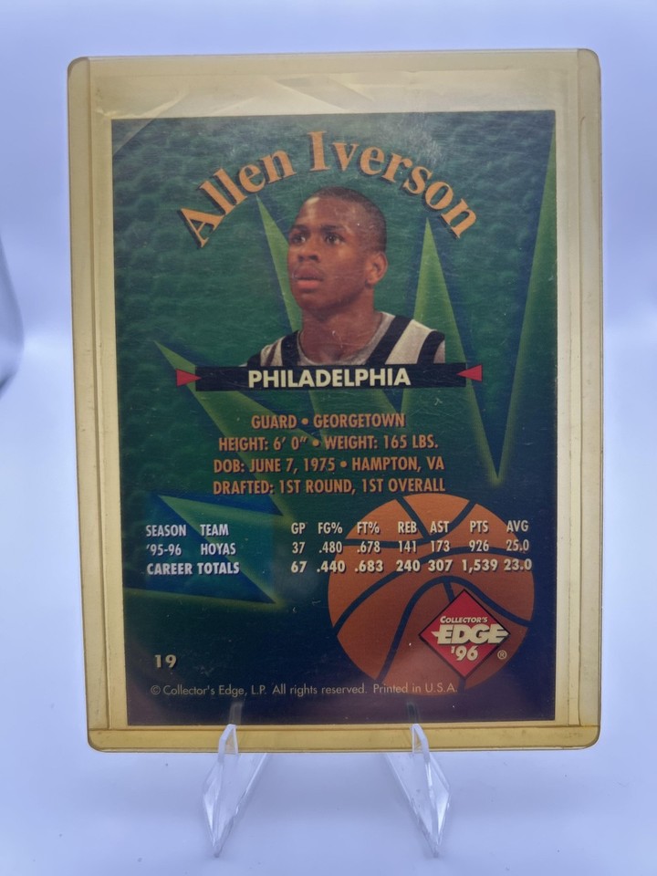 1996 Collector's Edge Rookie Rage #19 Allen Iverson Georgetown Hoyas | eBay