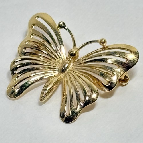 14K Yellow Gold Butterfly Pin Brooch Open Wings Signed A&D 3.9g 1.33 ...