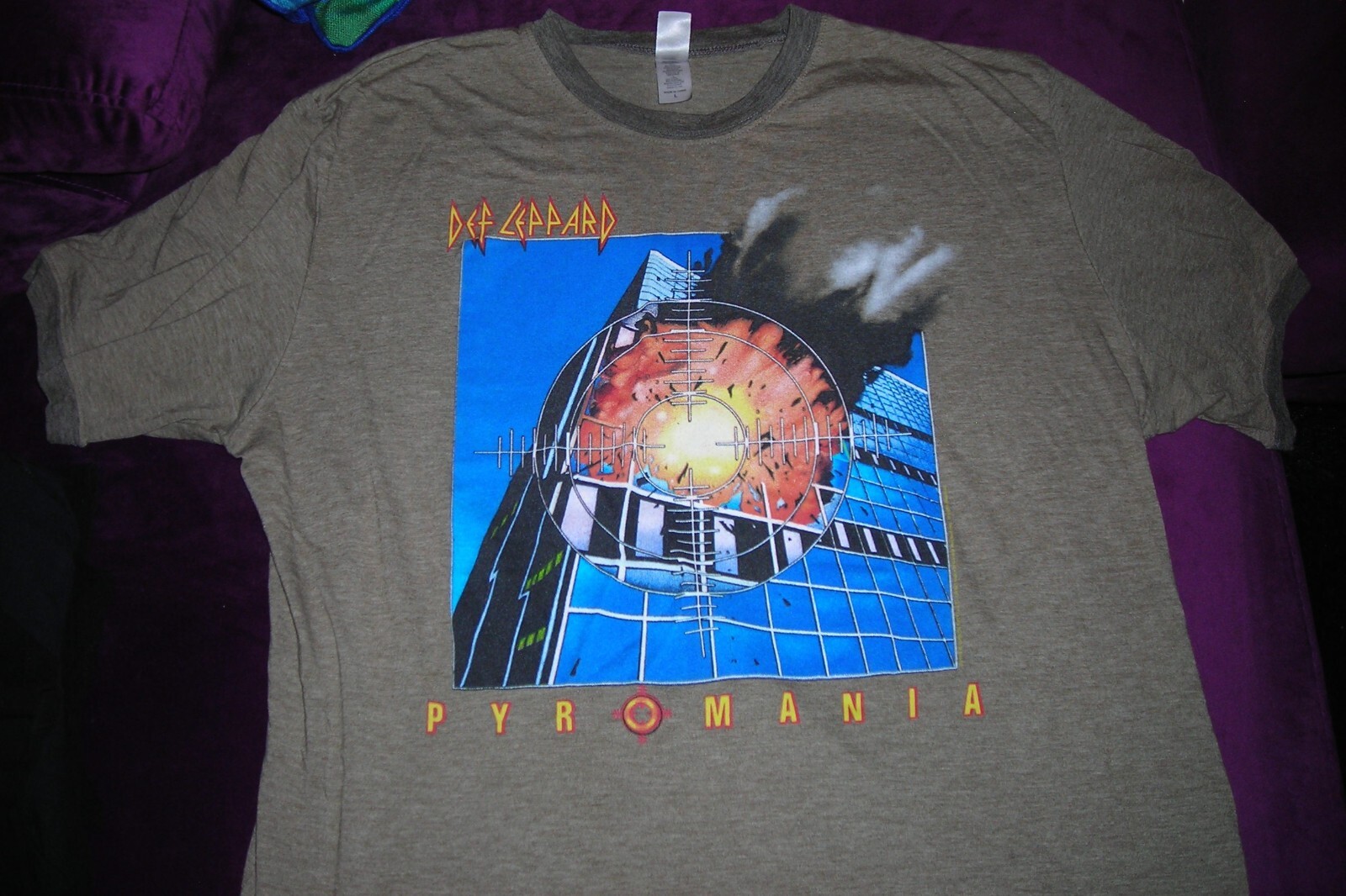DEF LEPPARD : Pyromania T-Shirt BROWN Color Ringer Tee L Large Album ...