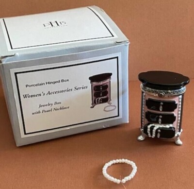 JEWELRY BOX hinge box w/ Pearl Necklace trinket - PHB - Midwest of ...