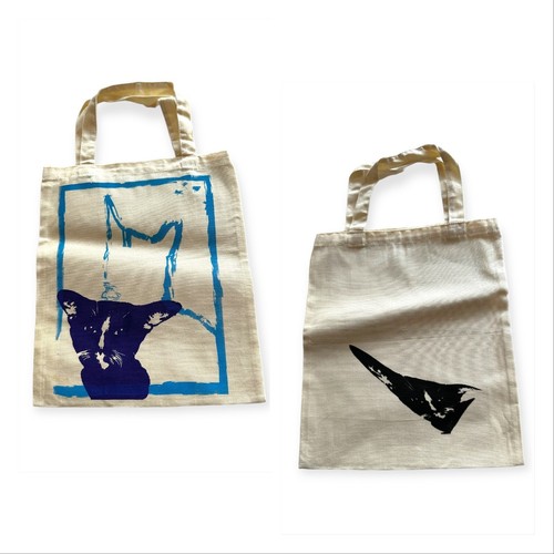 Screen printed tote bag, organic cotton, hand printed, Kitty Motif, New ...